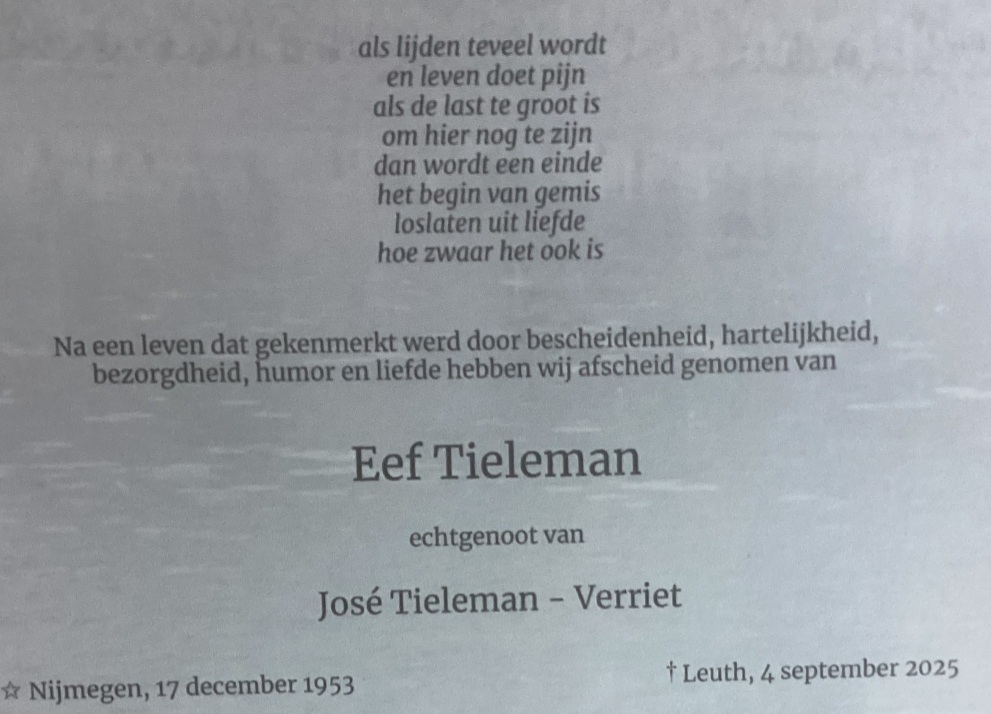 Eef Tieleman overleden - B.C. Hoog Laag